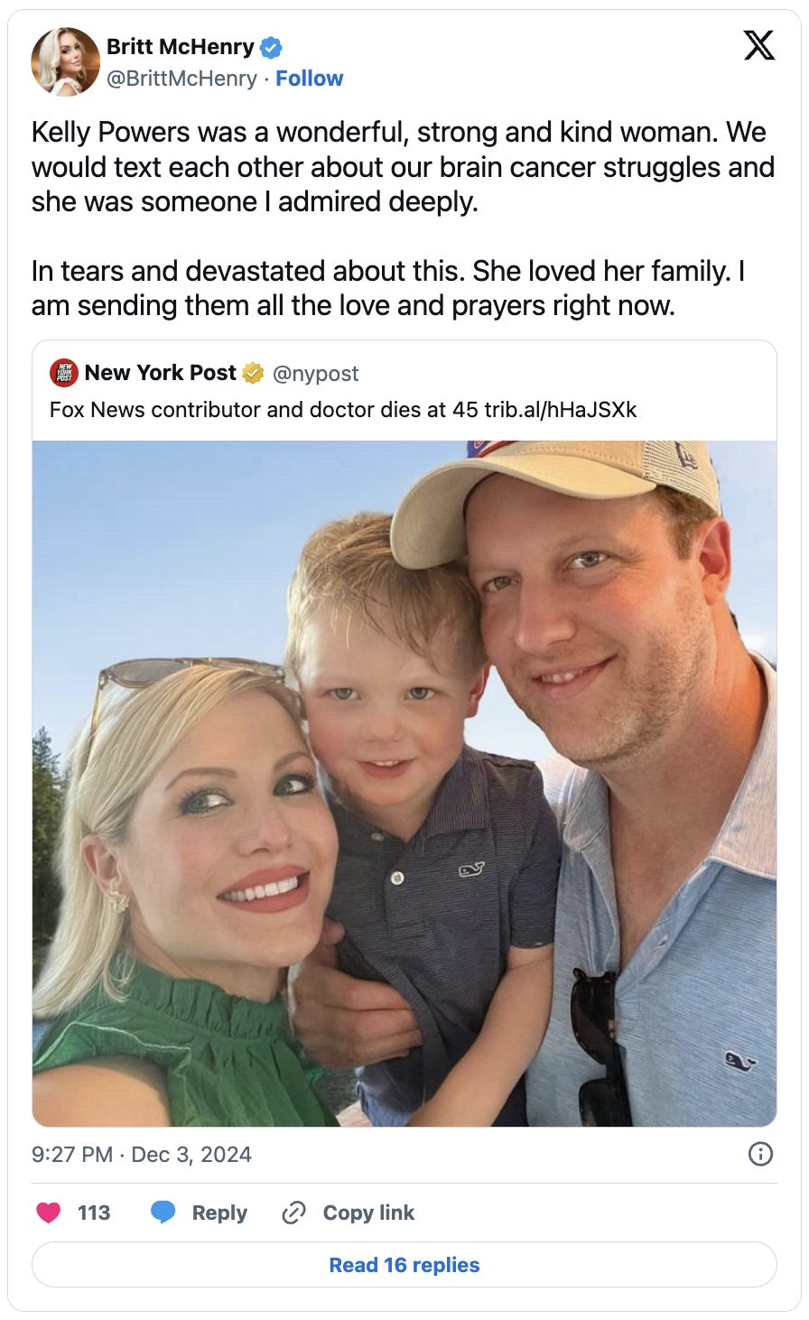 Fox News Commentator, Doctor Kelly Powers Dies at 45 After Cancer ...