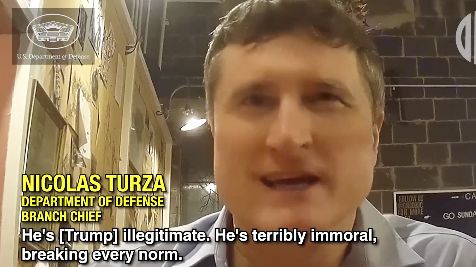 Watch: Department of Defense Branch Chief Calls President Trump ...